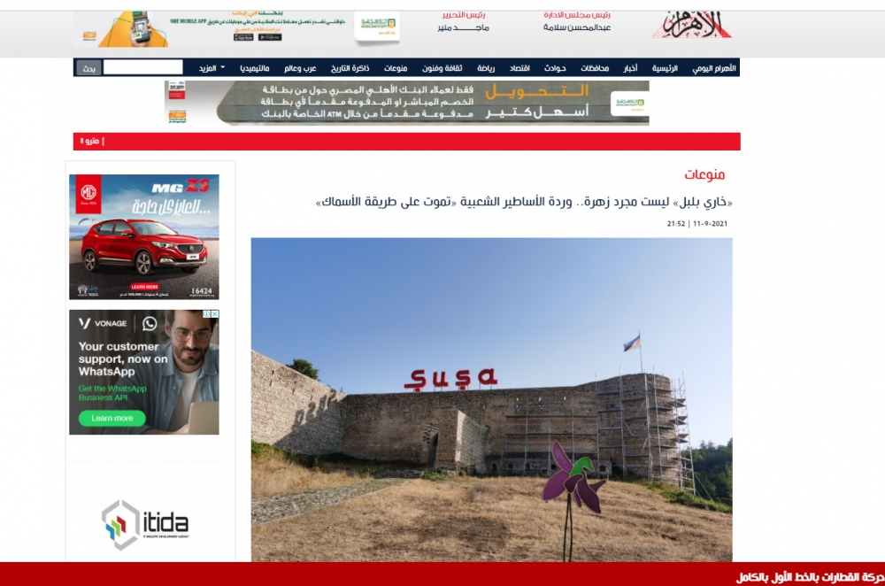 Misirli jurnalist Xarıbülbüldən yazdı