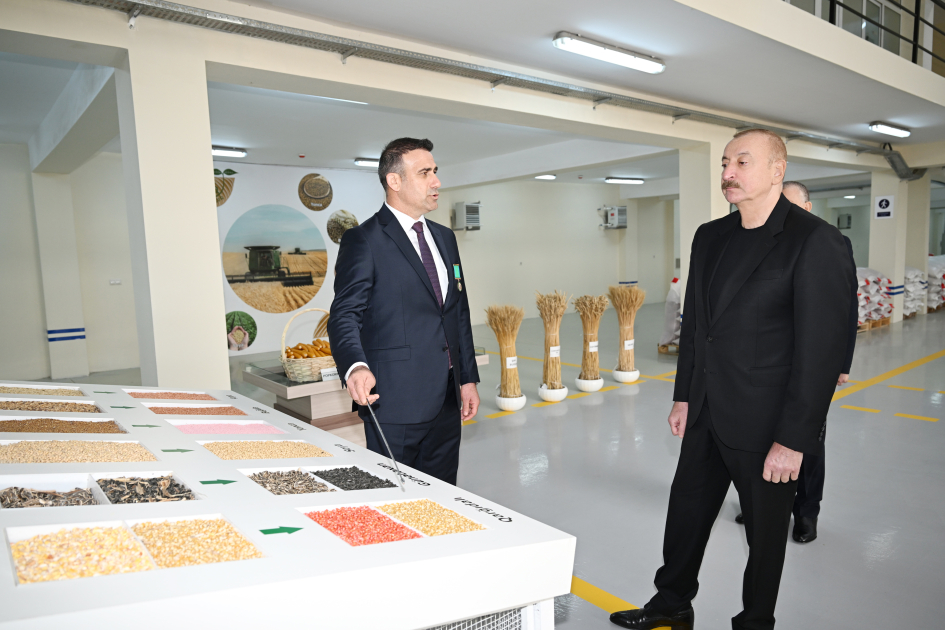 Prezident toxum istehsalı müəssisəsinin fəaliyyəti ilə tanış oldu ...